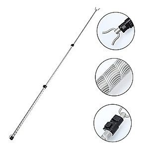 Hemoton Clothes Pole Outdoor Blinds Stainless Steel Hangers Clothesline Outdoor Clothing Shepherd Hook Clothesline Rod Hanger High Reach Garment Hook Home Supplies Creative Clothing Pole