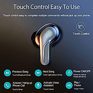 5.0 Wireless Bluetooth Headphones with Wireless Charging Case Double Noise Cancelling Headphones Built-in Microphone Black