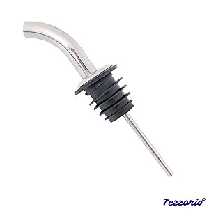 (Pack of 12) Stainless Steel Curved Liquor Bottle Pourer, Speed Pourer with Gooseneck Spout, Liquor Pour Spouts by Tezzorio