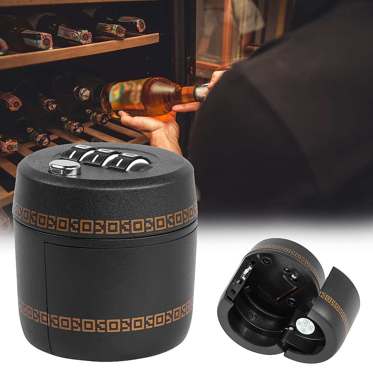 YAODHAOD Combination Lock for Wine, Drink Bottle Lock, Bottle Password Code Digital Lock, Reusable Wine Whiskey Bottle Top Stopper (Diameter of the Bottle Mouth Must Be Between 26mm to 28mm)