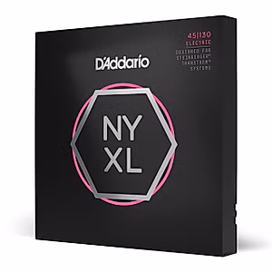 D'Addario Bass Guitar Strings - NYXL Bass Strings - NYXLS45130 - Unrivaled Strength, Tuning Stability, Enhanced Response - For 5 String Bass Guitars - 45-130 Regular Light Double Ball End 5-String