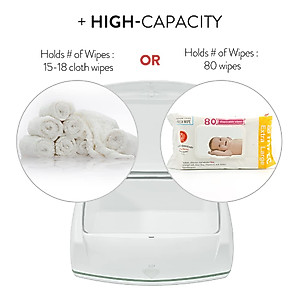 Prince Lionheart Warmies Wipes Warmer Designed for Reusable Cloth Wipes | Soft Glow Nighlight | Includes 1 everFRESH Pillow and 4 Warmies Cloth Wipes