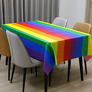RCFFDL Pride Rainbow Tablecloth, 2 Pack Disposable Table Covers, 54" x 108" Plastic Table Cloth for Rectangle Tables for Wedding, Party, Banquet, Burgunday