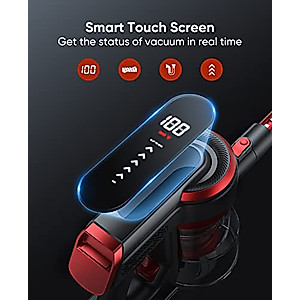 WLUPEL Cordless Vacuum Cleaner, 33kPa Stick Vacuum Cleaner, 400W Powerful Handheld Vacuum with LED Touch Display, 55mins Runtime for Pet Hair, Carpet and Hardwood Floor(Hero 8 Pro)