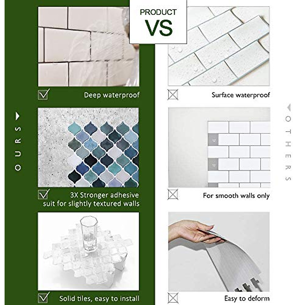 STICKGOO 10-Sheet Teal Arabesque Tile Peel and Stick Backsplash, 12”X12” Self Adhesive Wall Tiles, Stick on Backsplash for Kitchen & Bathroom (Pack of 10, Thicker Design)