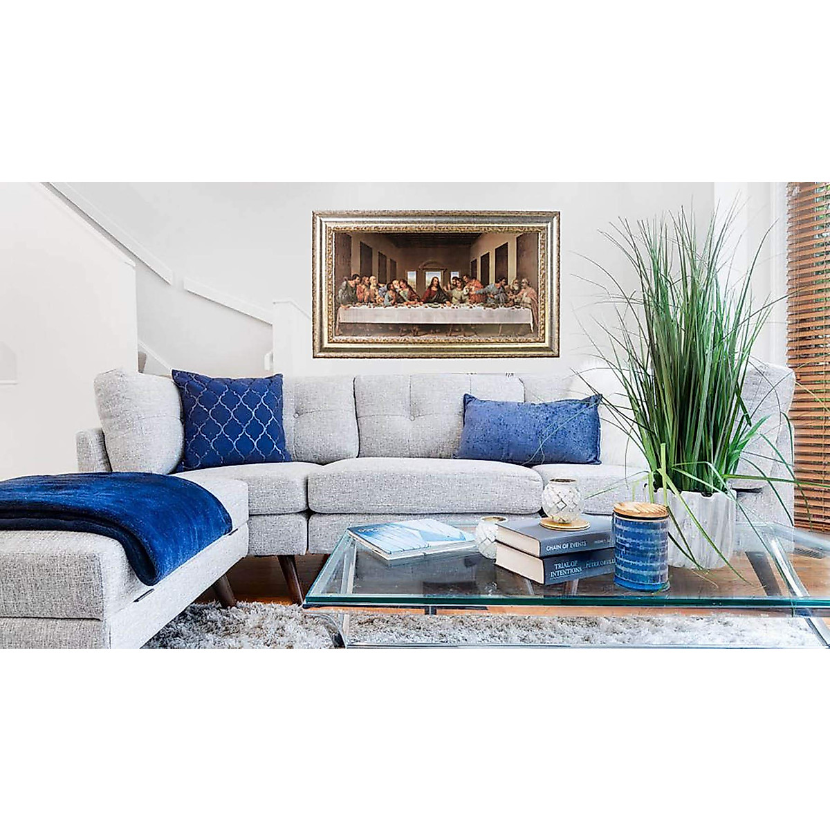 Mom’s Art Studio - Last Supper Wall Decor 46.5 X 28 Inches, Leonardo Da Vinci Reproductions, Museum Look Art Framed, Artist’s Acrylic Coating, Wall Art for Home Decor (Large, Brown Gold)