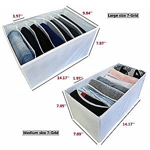 Abyme Clothes Organizer, Compartment Drawer Dividers for Clothes, Closet Organizers and Storage Box for Jeans/Tshirt/Legging/Towel/Pants/Scarf/Kids Clothes 7-Cell Clothes Drawer Storage Organizer 2pcs