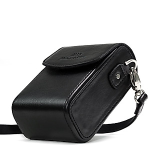 MegaGear MG700 Leather Camera Case with Strap compatible with Panasonic Lumix DC-ZS80, DC-ZS70, DMC-LX10, DMC-ZS60, DMC-ZS100 - Black
