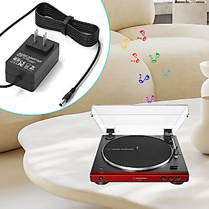 VHBW AC Adapter Power Cord for Audio-Technica AT-LP60X-BK, AT-LP60X-BW, AT-LP120XUSB-BK Direct-Drive Turntable Record Player 12V Charger Power Supply 5.9ft