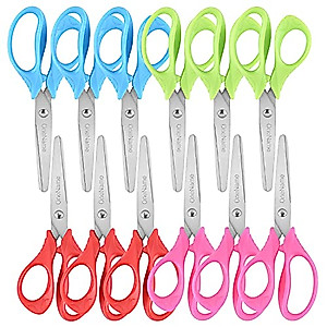 5" Kids Scissors 12 Pack,Kid Safety Scissor For School Scissors Soft Comfort-Grip Handles Sharp Blade Blunt Student Scissors ages 4+,Child Small Scissors,Crafting