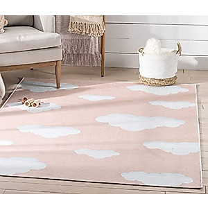 Well Woven Clouds Rug Coral 5' x 7' Apollo Kids Collection
