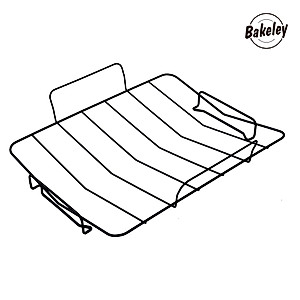 Bakeley Roasting Pan, Nonstick Roaster Pan with Rack, Turkey Roasting Pan with V Rack, 19 Inch x 13 Inch, Black