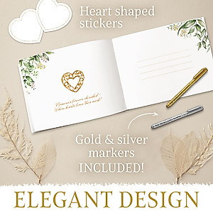 Elegant Guest Book with Linen Cover, Wedding Guest Book Capture Cherished Memories of Your Special Day, Memory Book with Place for Photo on The Cover, 120 Thick Papers with Stickers Messages