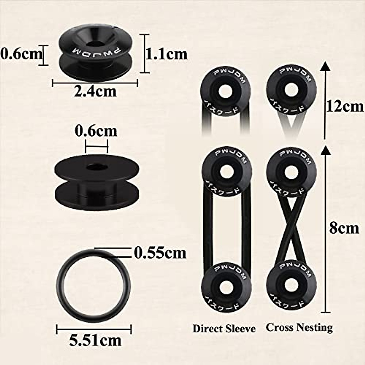 Heart Horse Rear Tow Towing Hook for Universal Car, JDM Bumper Quick Release Front Rear Bumper Fasteners, Decorative Tow Strap Personalized with Chinese Slogan (Black)