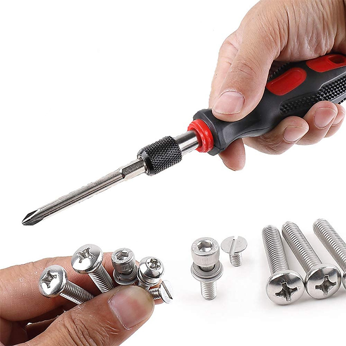 Rocaris 12 Pack 1/4 Inch Hex Shank Long Magnetic Screwdriver Bits Set 4 in Power Tools (Slotted+Cross Head)