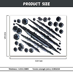 QUICTO 3D Bullet Hole Car Sticker, Car Tattoo Decoration Accessory, Prank Funny Gun Shooting Sticker Fake Bullet Shooting Sticker (Claw Mark)