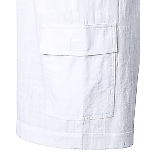 JOTOOK Men's Cotton Linen Shorts Casual Elastic Waist Shorts Summer Beach Shorts with Pocket Fashion Style Shorts 3X-Large White