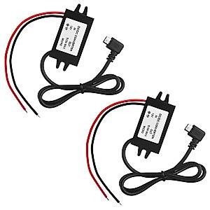 XINGYHENG 2PCS DC-DC Buck Converter Module 3A 12V 24V to 5V DC Power Converter with Micro USB Connector (Right Angle USB Interface)
