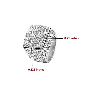 Bling-ed Out It's Lit! Hip Hop Watch & Jewerly Set w/Cuban Chain Bracelet, Kite Bling Earrings & Ring - GJM13 (9, ST10327RN SLV BLK R#)