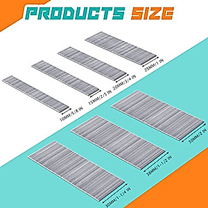 2800 Pieces Brad Nails Nail Gun Nails Finishing Nails Small Nails 18 Gauge Brad Nails for Molding Cabinetry Building Assembly, 2/5 Inch, 5/8 Inch, 3/4 Inch, 1 Inch, 1-1/4 Inch, 1-1/2 Inch, 2 Inch