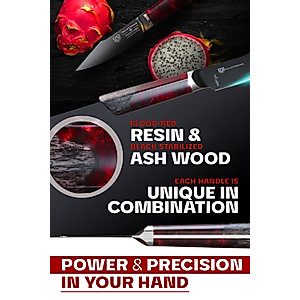 Dalstrong Paring Knife - 4 inch - Spartan Ghost Series - Premium American Forged S35VN Powdered Steel - Razor Sharp Blade - Kitchen Knife - Maple & Red Resin Handle - Sheath