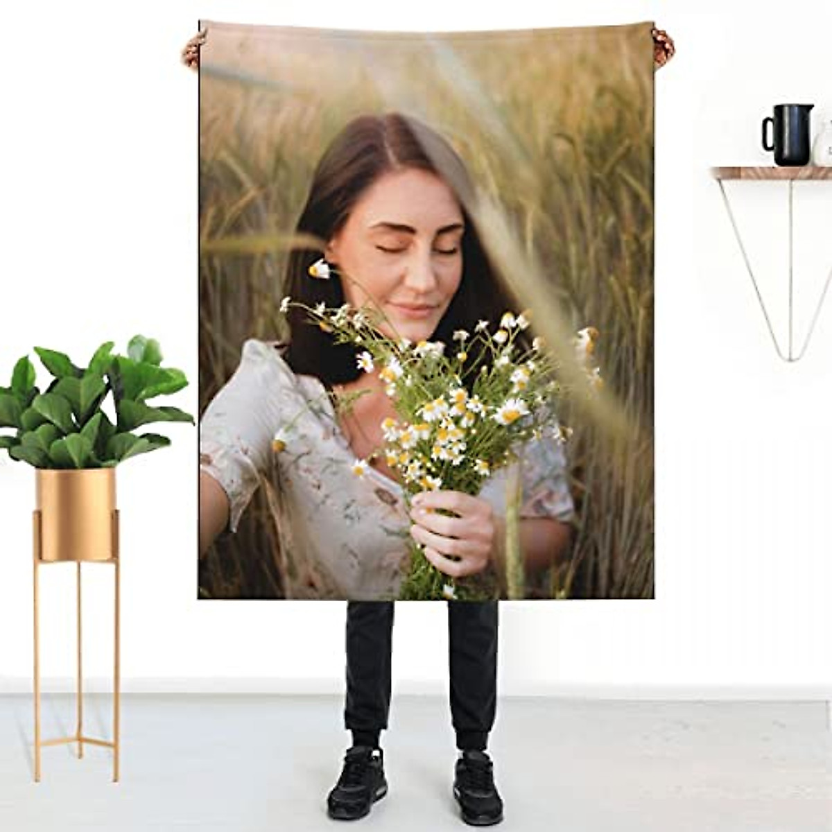 Yeacun Custom Blanket with Picture Text,30x40 Inch Personalized Throw Blankets Photo Design for Family Friend Pet,Christmas Halloween Birthday Wedding Customized Gifts for Women Men