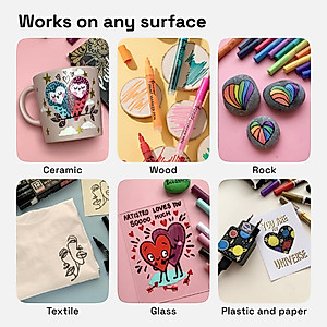 Acrylic Paint Pens for Rock Painting, Stone, Ceramic, Glass, Wood, Fabric, Canvas, Porcelain, Metal. Set Acrylic Paint Markers