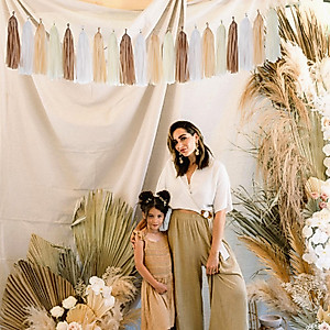 Boho Rainbow Baby-Shower Party-Decorations Tassel-Garland - 20pcs Neutral Birthday Wedding Bridal Tassels, White Brown Champagne Banner Streamers, Engagement Bachelorette Christmas Decor Panduola