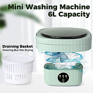 Portable Washing Machine, 6L Mini Washing Machine with 3 Modes Timing Cleaning, Portable Washer with Soft Spin and Draining for Socks, Baby Clothes, Towels and Small Items