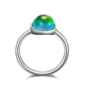 Ello Elli Oval Stainless-Steel Mood Ring Minimalist Style Silver Tone (Silver, 7)