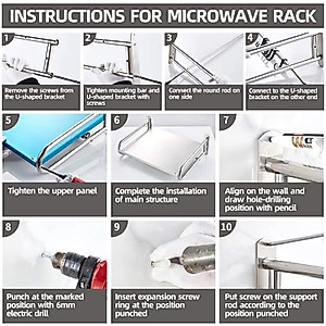 lanliebao 22 Inch Stainless Steel Wall Shelf Metal Shelving Heavy Duty Commercial or Household Grade Wall Mount Microwave Oven Shelf with Fixing Kit(Width 22 in Black)