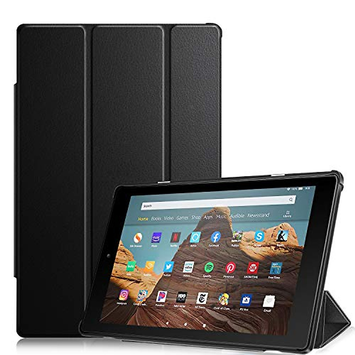 Fintie Slim Case for Amazon Fire HD 10 Tablet (Compatible with 7th and 9th Generations, 2017 and 2019 Releases) - Ultra Lightweight Protective Stand Cover with Auto Wake/Sleep, Black