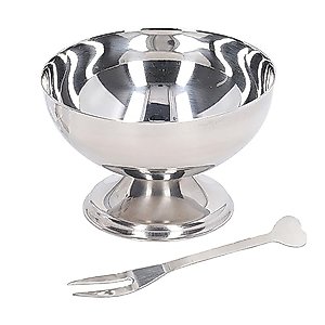 Ice Cream Bowl Stainless Steel Dessert Pudding Bowls Sundae Salad Serving Dip Bowl Trifle Tasting Bowls with Fork Home, Hotel, Restaurant (150ml)