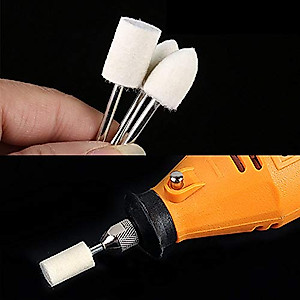 100Pcs Felt Polishing Wheels Wool Polishing Buffing Pads, Mandrel Mounted Grinding Bits，Polishing Grinding Head Wheel Tool Kit For Dremel Rotary Tool - 1/8 Inch Shank
