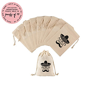 Set of 10 Adios Hangover Bags bachelorette party decorations Cabo survival Kit, amenity Kit Cotton Drawstring Wedding Welcome Favor kits ,Bachelorette ,Party, Drawstring Decors, Off White, 5x7''