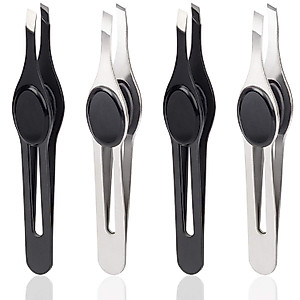 ANCIRS 4 Pack Tip Tweezers for Eyebrow, Non-Slip Grip Tip Tweezers, Professional Stainless Steel Precision Pointed Blackhead Splinter Removal Tool for Women & Girls
