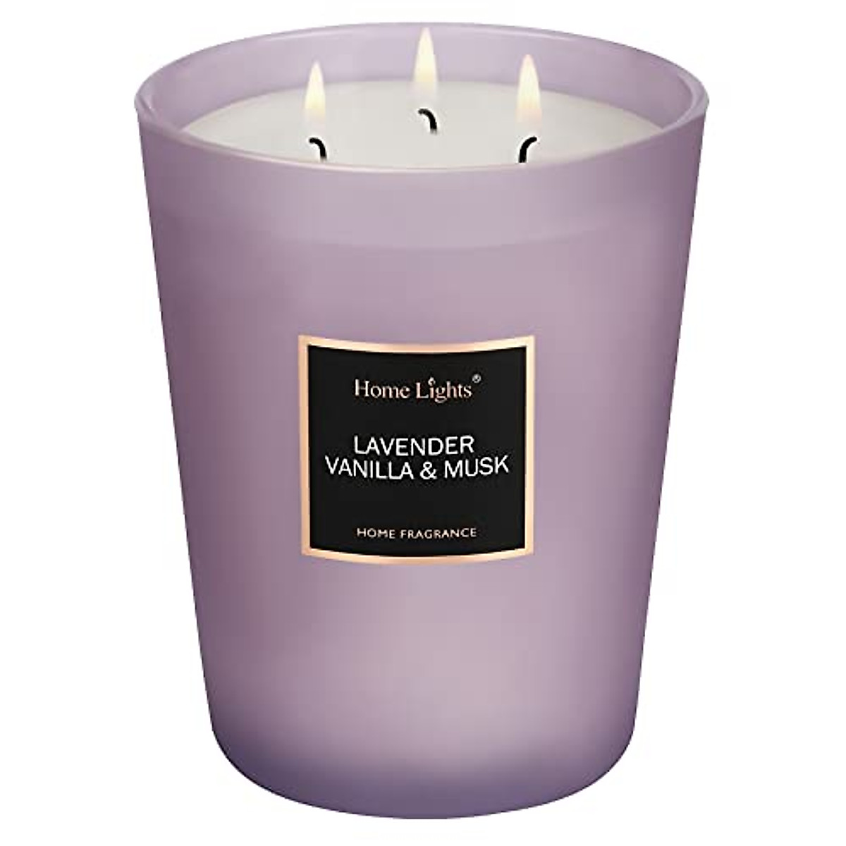 HomeLights Highly Scented Candles, Big 33.3 oz for Home, Natural Soy Aromatherapy Candles, Smokeless Long Lasting 130 hrs with 3 Cotton Wicks, Candles Gifts for Women & Men - Lavender Vanilla & Musk