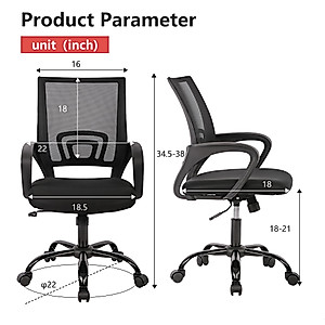 PayLessHere Office Chair Computer Chair Ergonomic Cheap Desk Chair Adjustable Comfortable Mid Back Task Rolling Swivel Chair with Lumbar Support for Home Office Desk, Black