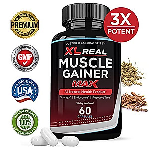 (2 Pack) XL Real Muscle Gainer Max 1600MG All Natural Advanced Men's Heath Formula 120 Capsules