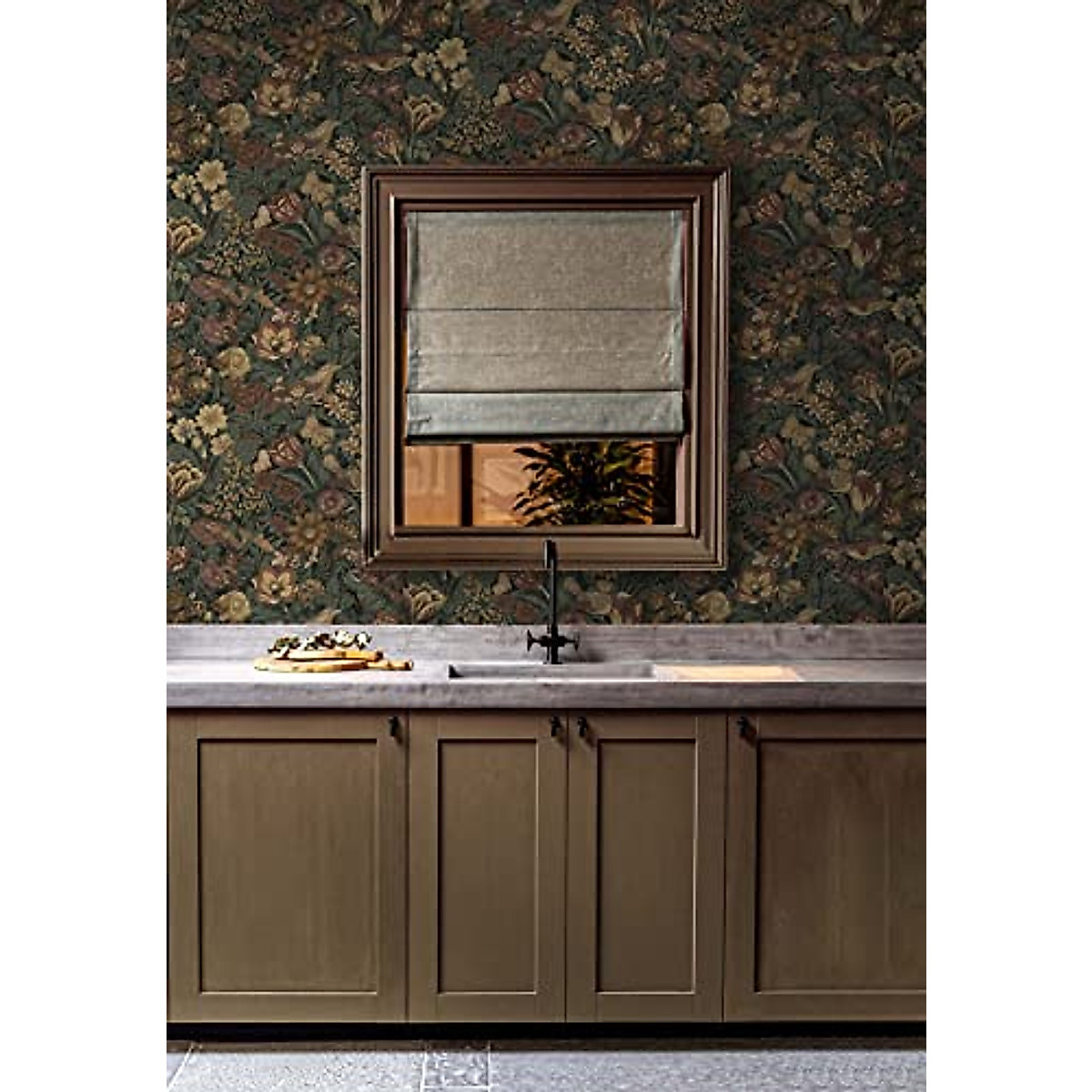 NextWall Bird Floral Vintage Peel and Stick Wallpaper (Mahogany & Graphite)