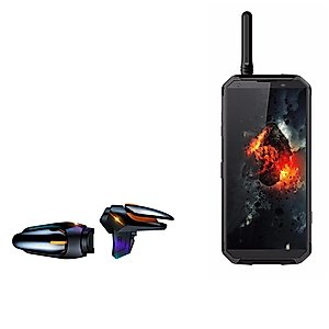 BoxWave Gaming Gear Compatible with Blackview BV9500 Pro - Touchscreen QuickTrigger Auto, Trigger Buttons Autofire Gaming Mobile FPS - Jet Black