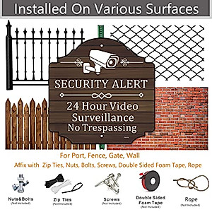 2 Pack Security Alert 24 Hour Video Surveillance Signs No Trespassing Signs 12 x 12 Inches CCTV Camera Warning Safety Signs Metal Reflective Sturdy Rust Aluminum Waterproof Easy to Install
