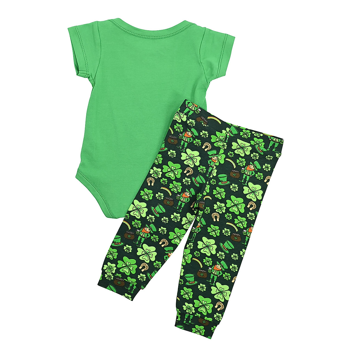 Unique Baby Boys St Patricks Day Lucky Dude Matching Layette Set (6M, Green)
