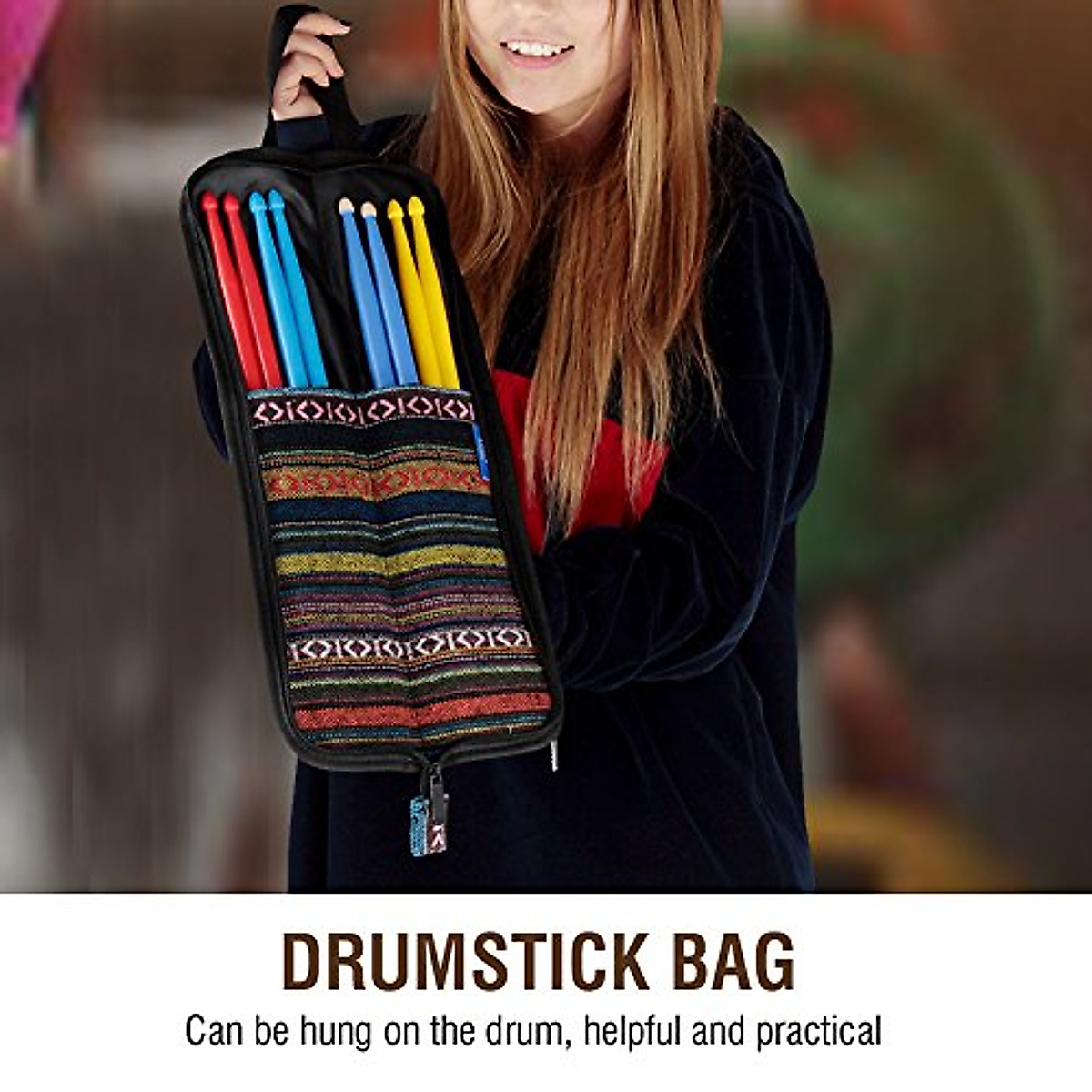 Drumstick Carrying Case,Portable Drum Stick Case Hanging Bag Exotic Style Percussion Accessories Drumsticks Carrying Handbag with Handle,Drum Accessories Folk Drumstick Gig Bag Pouch Unicorn