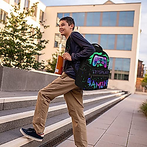 SENROLAN Abstract Gamepad Backpack Games Gaming Travel Laptop Backpack Water Resistant Bags Bookbag Travel Hiking Camping Daypack for Adults Teens Boys Girls