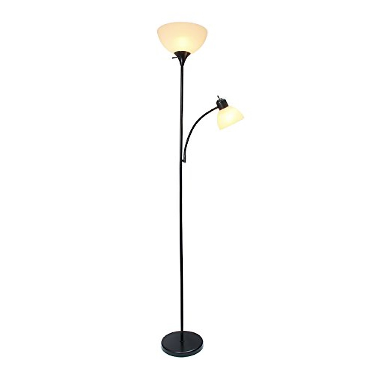 Simple Designs Home LF2000-BLK Mother-Daughter Floor Lamp with Reading Light,Black & Sylvania LED Light Bulb, 60W Equivalent A19, Efficient 8.5W, Medium Base, 800 Lumens, Bright White 4 Pack (79704)