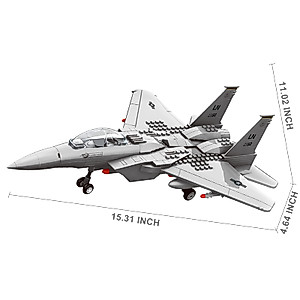 OQMI Military Airplane Toy F-15 Eagle Jet Fighter Building Block Sets, Birthday Gift for 6-10 Year Boy and Girl Building Block Lovers (262 Pieces)