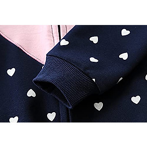 CM-Kid Toddler Girls Hoodie Sweatshirt Heart Print Outfits Hoodies T-Shirts for Kids Long Sleeve Pullover Fleece Sweatshirts Jacket Shirt Clothes Size 7