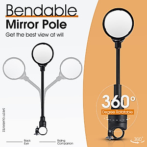 West Biking Bike Mirror Handlebar Mount, Adjustable Rotatable Bicycle Rear View Mirror, Wide Angle Acrylic Convex Safety Mirror for Mountain Road Bike (Black- 2 PCS Converx Mirror)