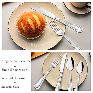 24PCS Forks and Spoons Silverware set, HaWare Stainless Steel Flatware with Pearled Edge for Home/Kitchen, Include 12 Dinner Forks(7.9 Inches) and 12 Dinner Spoons(7.9 Inches), Dishwasher Safe